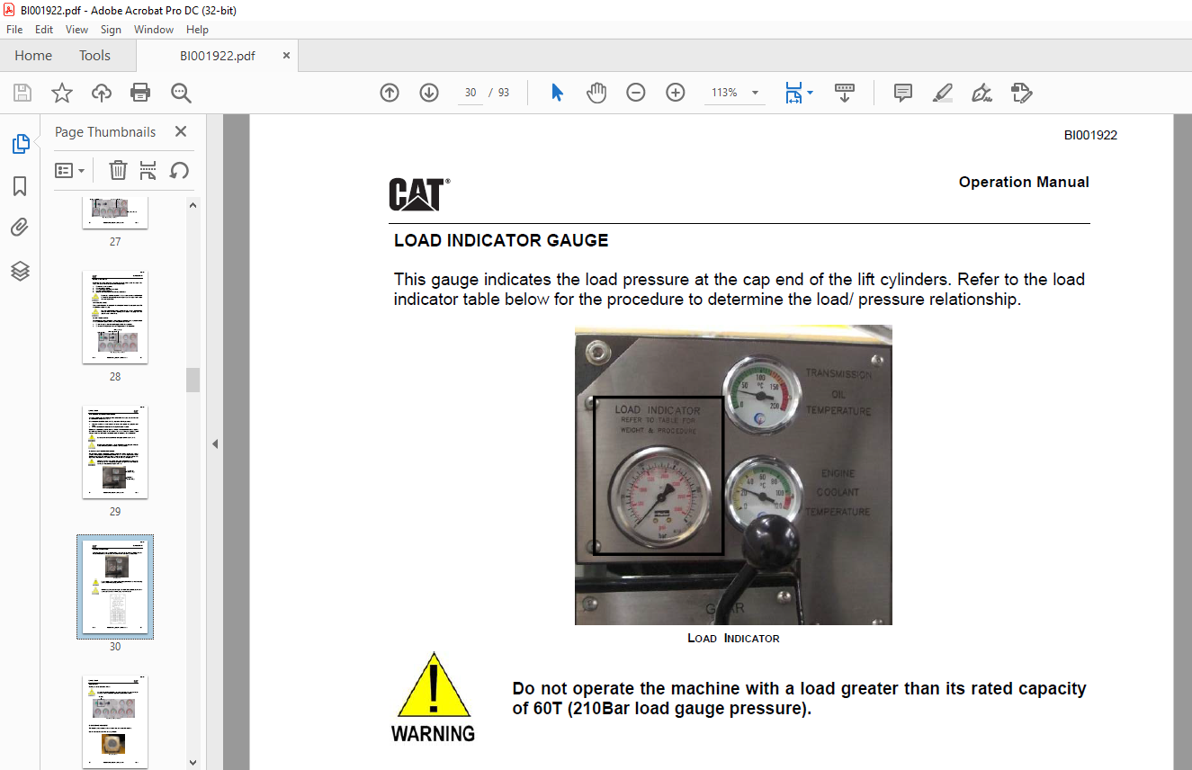 CAT SH660 D Roof Support Carrier Operation Manual SN 5003978 - PDF ...