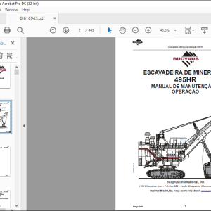 Cat BUCYRUS ESCAVADEIRA DE MINERAÇÃO 495HR MANUAL DE MANUTENÇÃO E ...