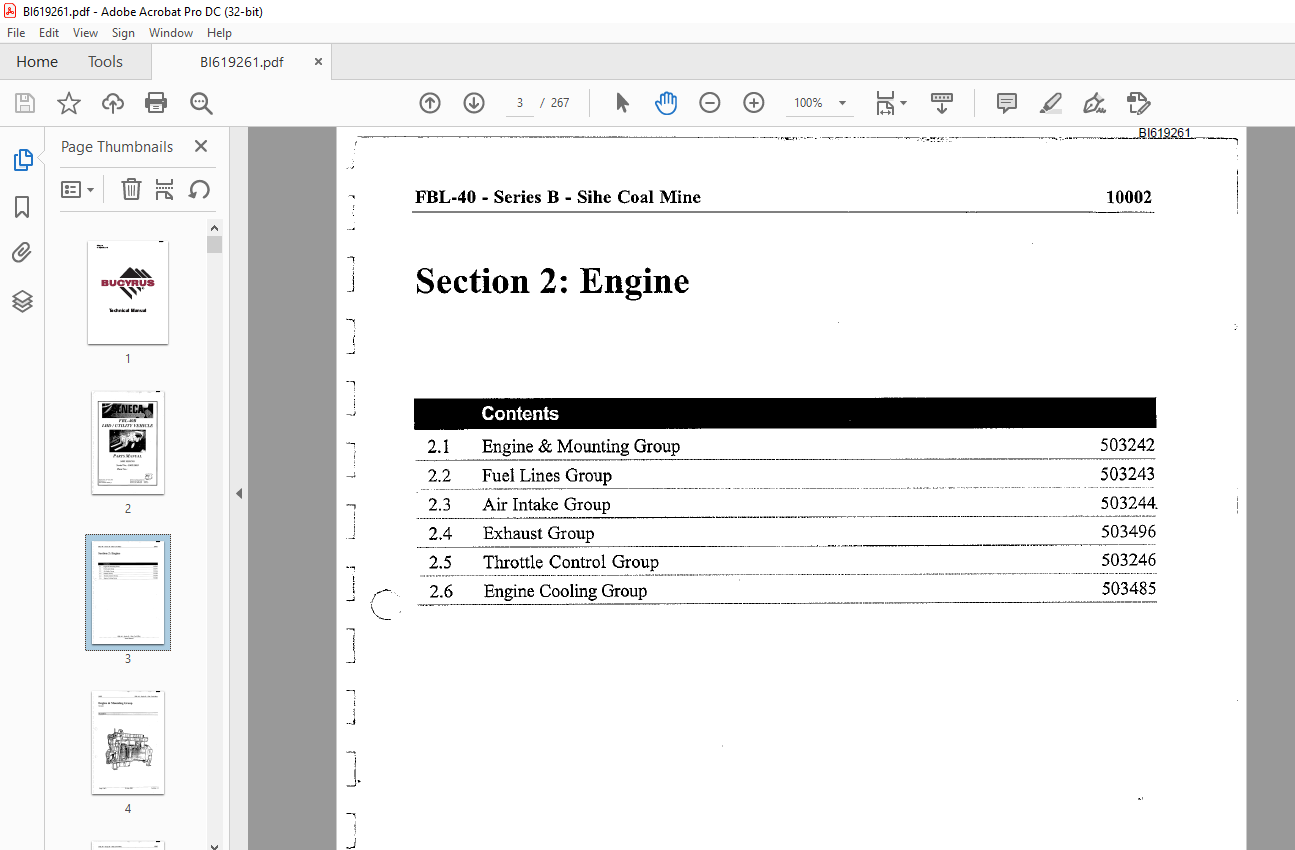 Cat BUCYRUS FBL-40B LHD UTILITY VEHICLE PARTS MANUAL SN1002 1003 - PDF ...