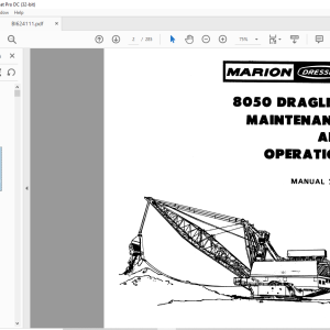 Cat Bucyrus Dresser 8050 Dragline Maintenance & Operation Manual ...