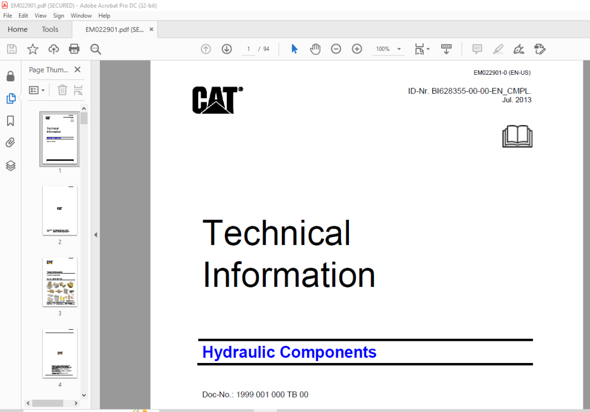 Cat Hydraulic Components Technical Information Manual EM022901-0 – PDF ...
