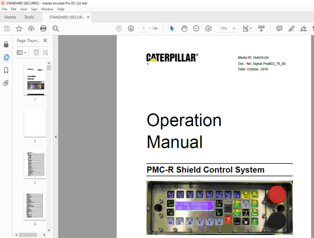 Caterpillar PMC-R Shield Control System Operation Manual EM029139 - PDF ...