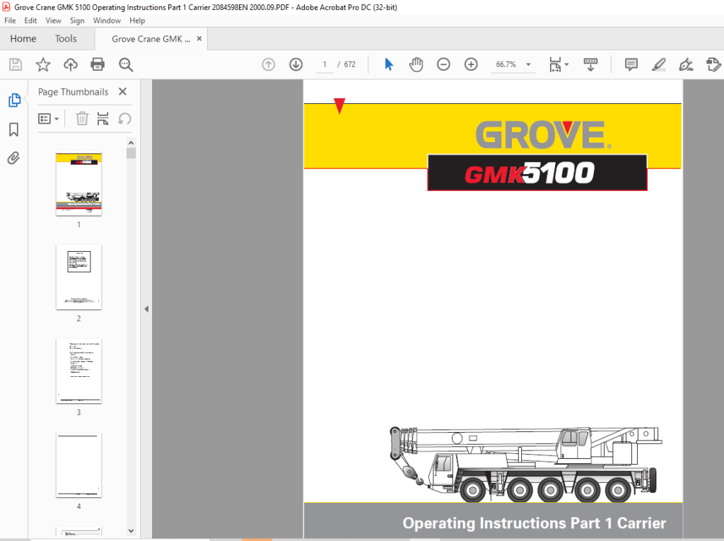Grove Crane GMK 5100 Carrier & Superstructure Operating Instruction ...