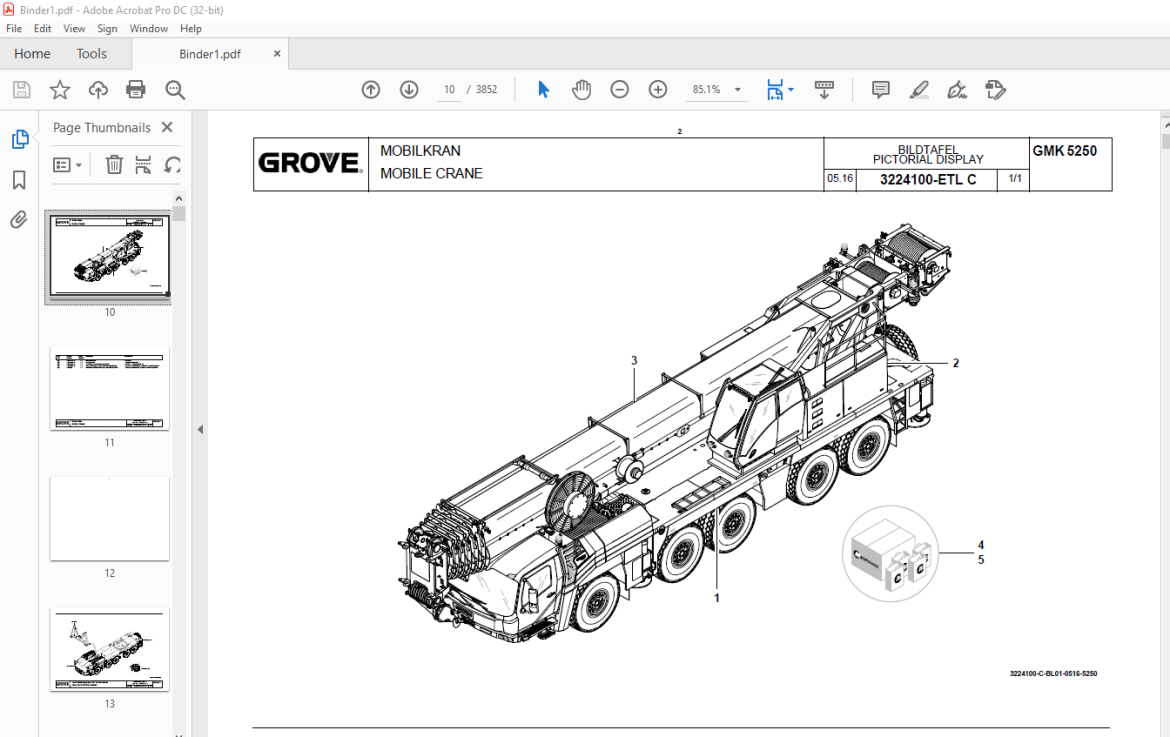 Grove Crane GMK 5250L Spare Parts Manual 3224100 AN – PDF DOWNLOAD ...