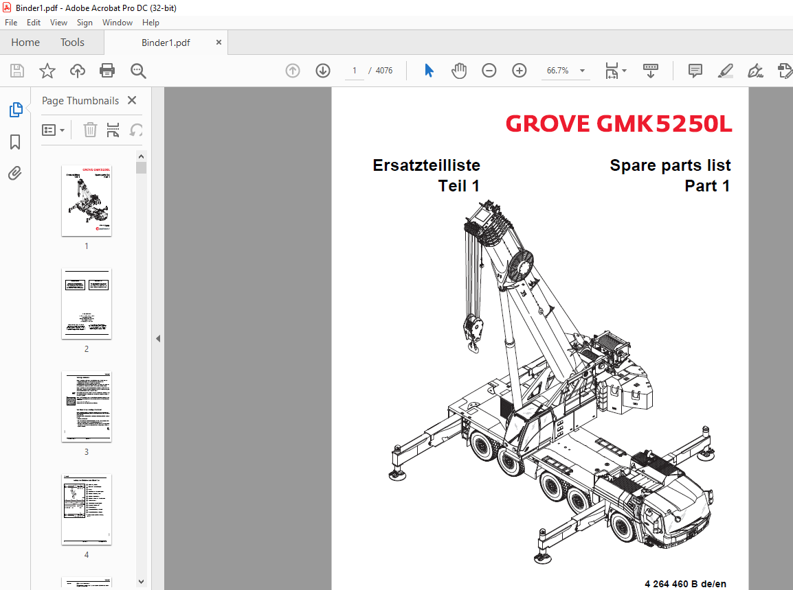 Grove Crane GMK 5250L Spare Parts Manual 4264460B – PDF DOWNLOAD ...