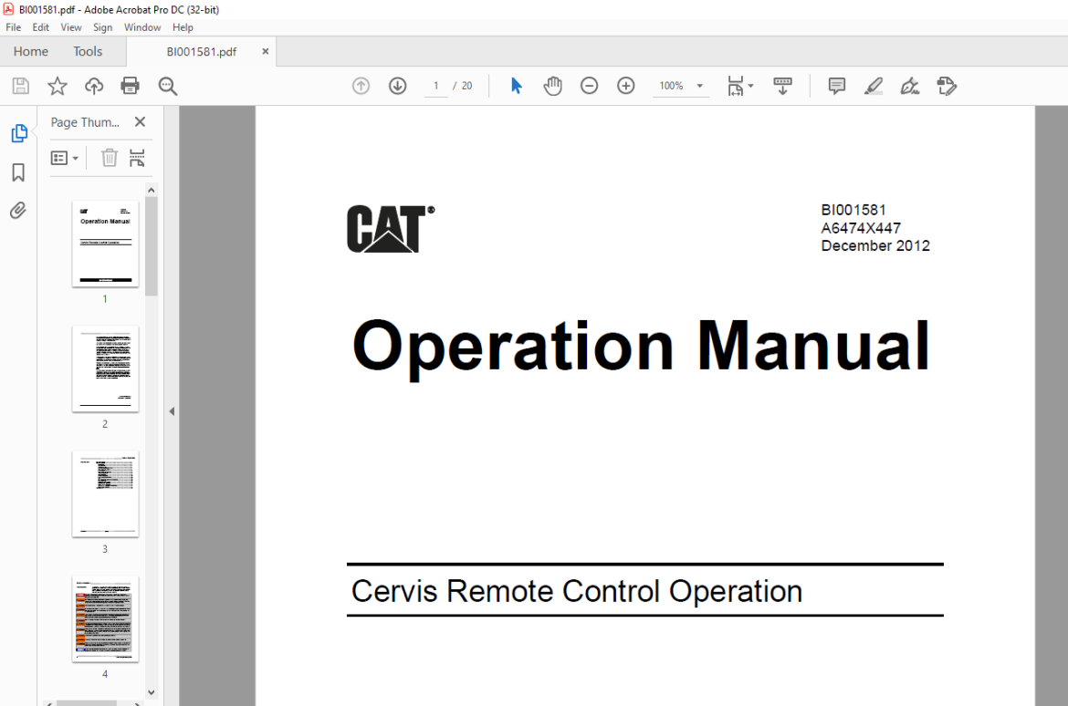 CAT Cervis Remote Control Operation Operation Manual BI001581 – PDF ...