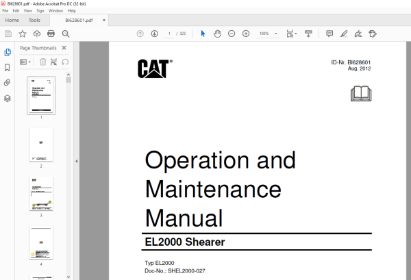 CAT EL2000 Shearer Operation & Maintenance Manual BI628601 – PDF ...