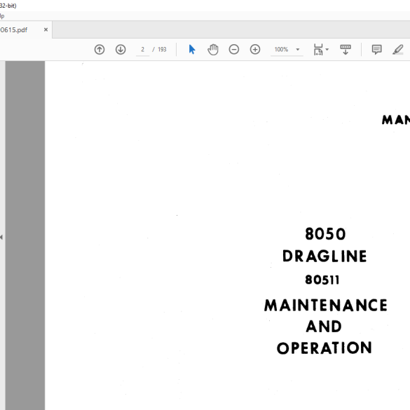 Cat Bucyrus 8050 Dragline 80511 Maintenance & Operation Manual BI006153 ...