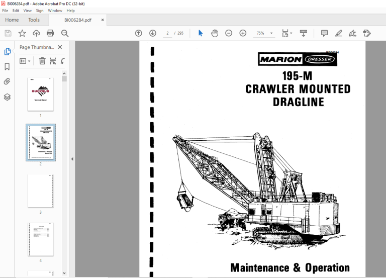 Cat Bucyrus Marion 195-M Crawler Mounted Dragline Maintenance ...