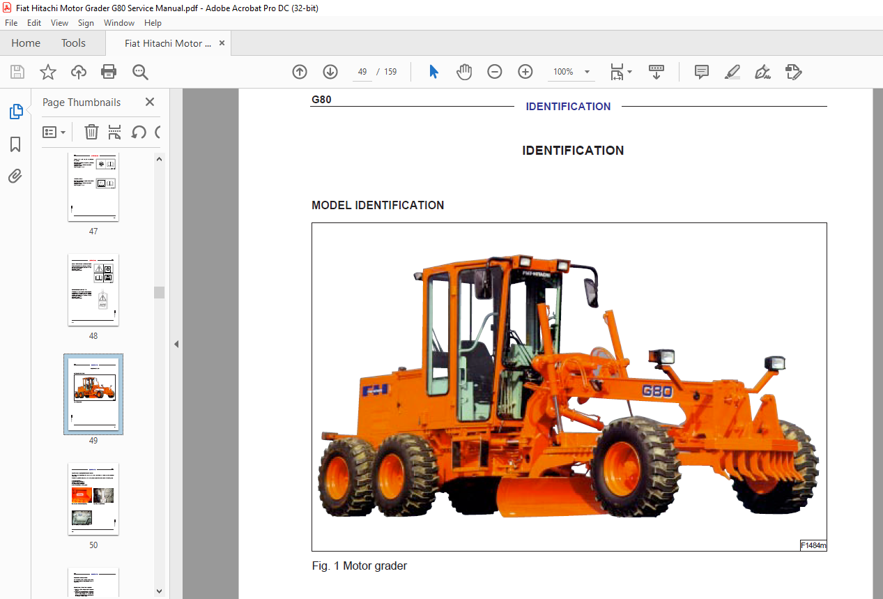 Fiat Hitachi Motor Grader G80 Service Manual – PDF DOWNLOAD ...