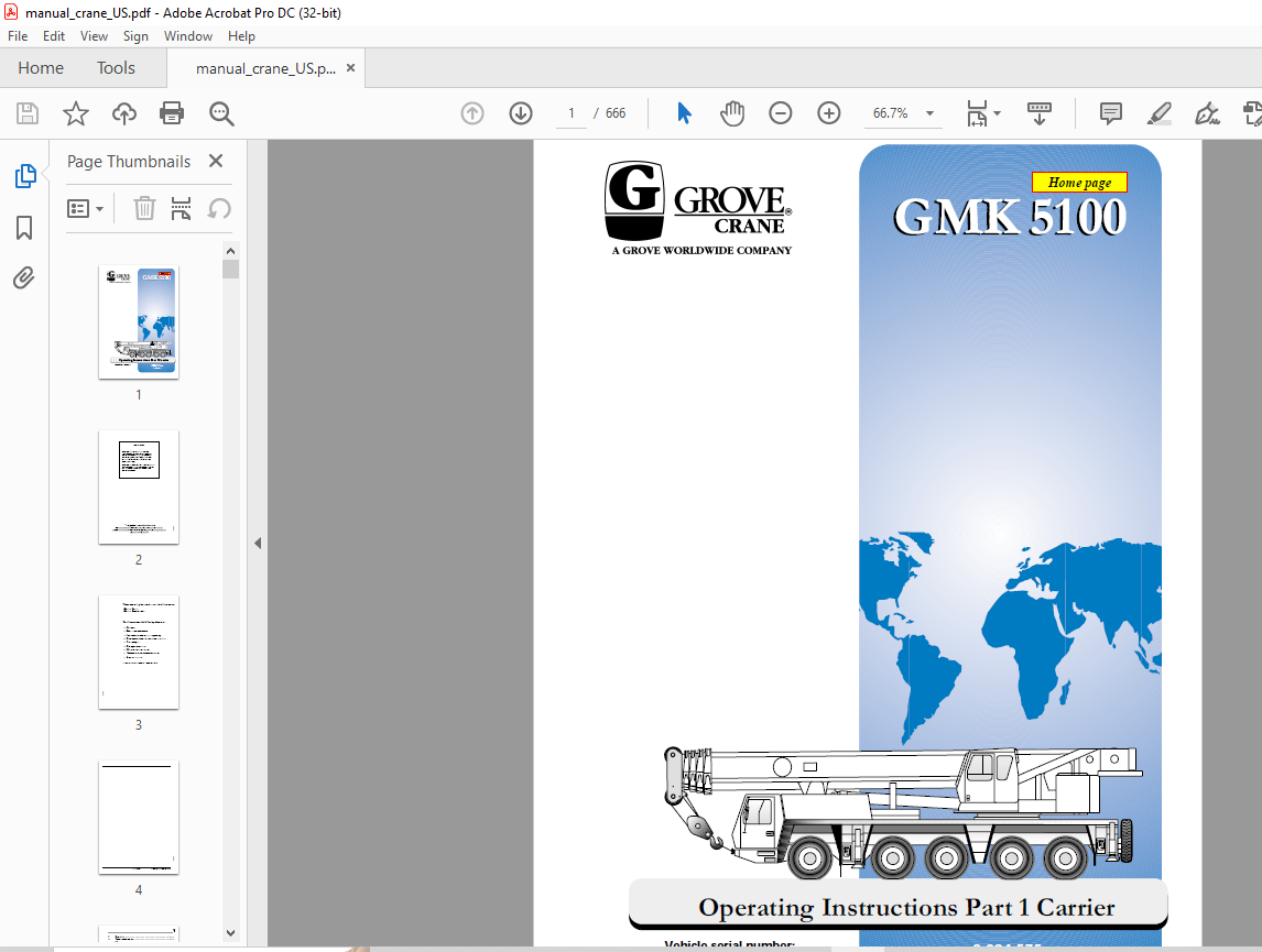 Grove Crane GMK 5100 Carrier & Superstructure Operating Instruction ...