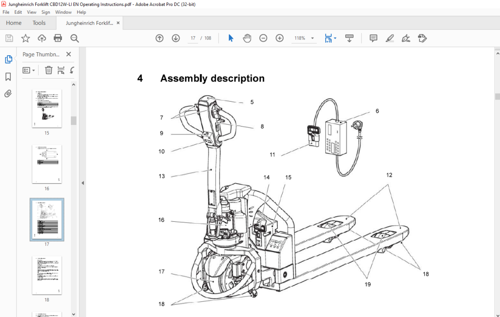 Jungheinrich Forklift CBD12W-Li Operation & Maintenance Manual – PDF ...