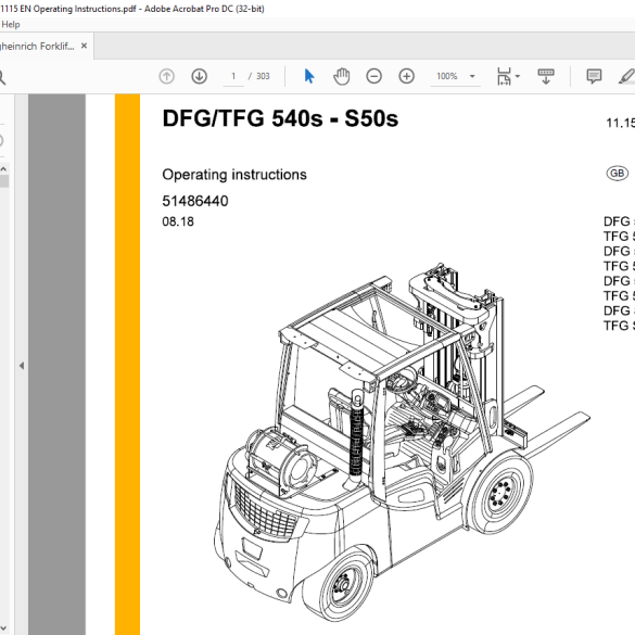Jungheinrich Forklift DFG 540s TFG 540s DFG 545s TFG 545s DFG 550s TFG ...