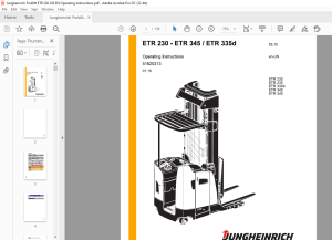 Jungheinrich Forklift ETR 230 ETR 235 ETR 335d ETR 340 ETR 345 ...