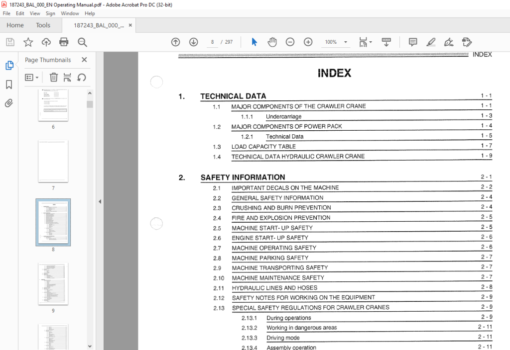 Liebherr Crane HS 833 HD Operating Manual 187243 - PDF DOWNLOAD