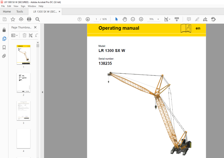 Liebherr Crane LR 1300 SX W Operating Manual SN 138235 – PDF DOWNLOAD ...