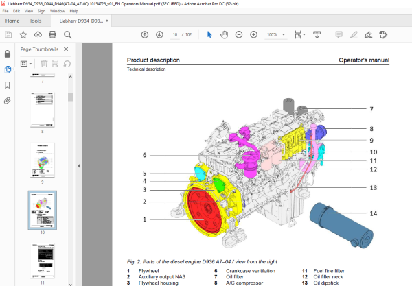 Liebherr Diesel engine D934 A7–04 D944 A7–04 D936 A7–04 D946 A7–04 D934 ...