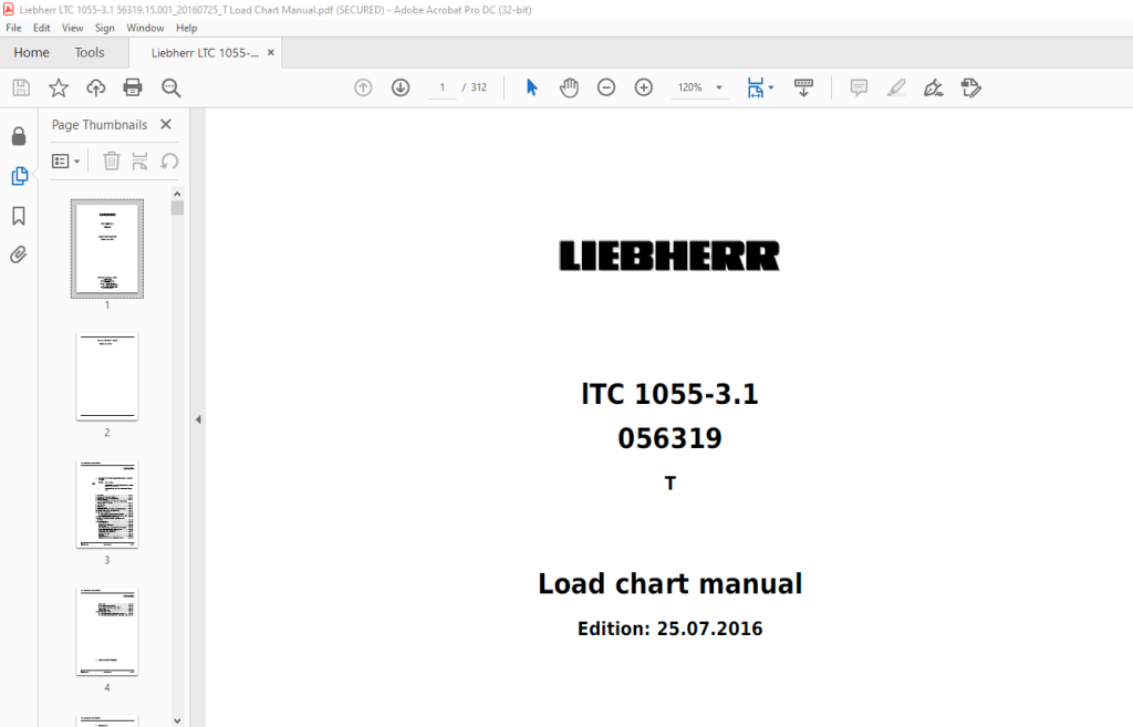 Liebherr LTC 1055-3.1 Load Chart Manual 056319 - PDF DOWNLOAD