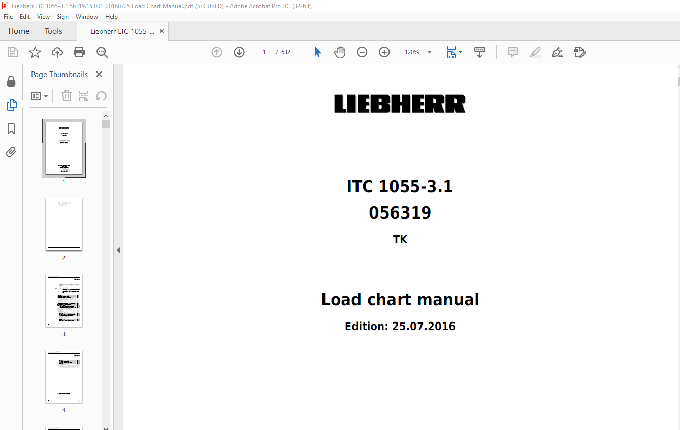 Liebherr LTC 1055-3.1 Load Chart Manual 056319 - PDF DOWNLOAD ...