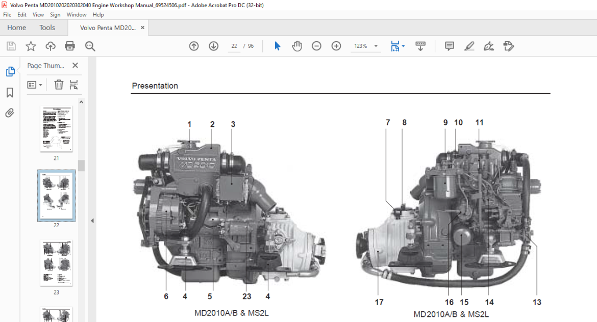 Volvo Penta MD2010, MD2020, MD2030, MD2040 Engine Workshop Manual ...