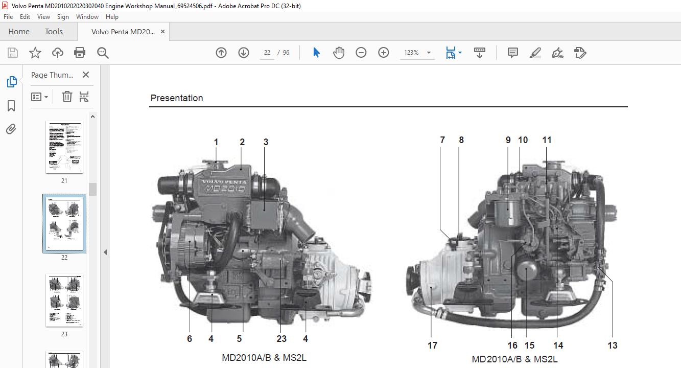 Volvo Penta MD2010, MD2020, MD2030, MD2040 Engine Workshop Manual ...