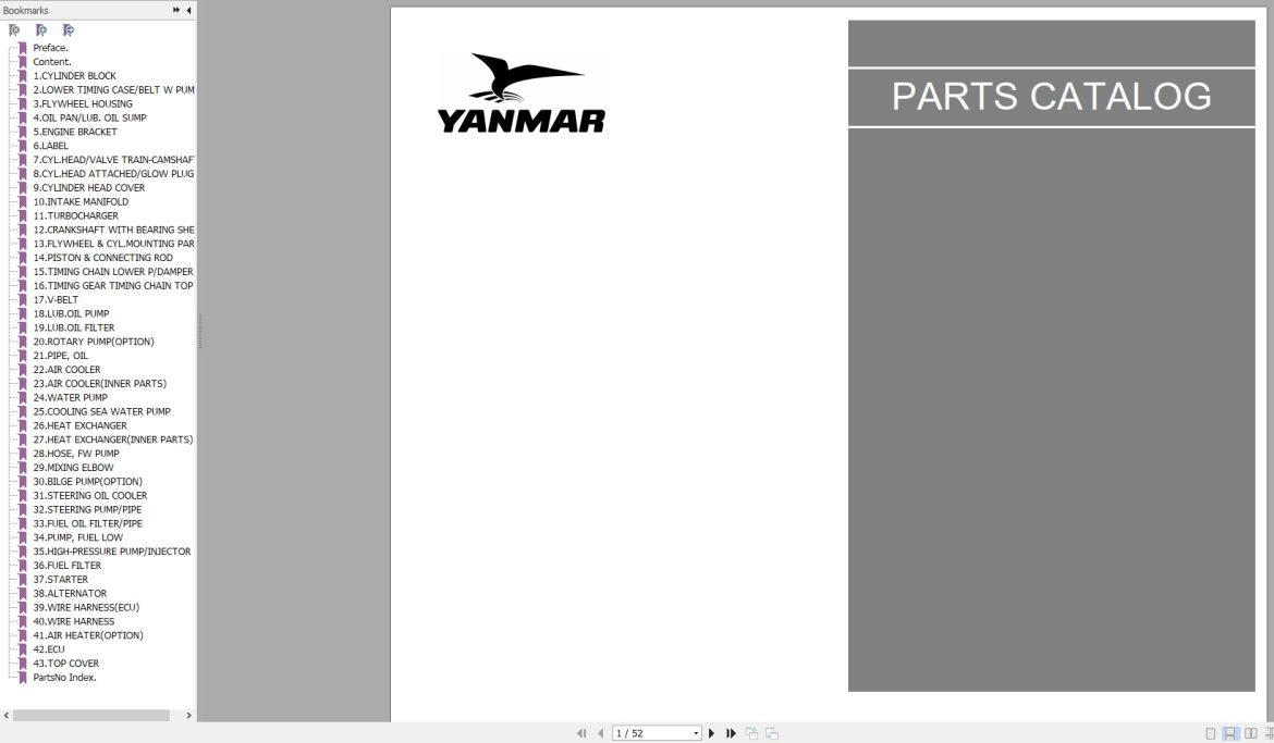 Yanmar Diesel Engine Parts Catalog Manual 318 MB Complete Set - PDF ...