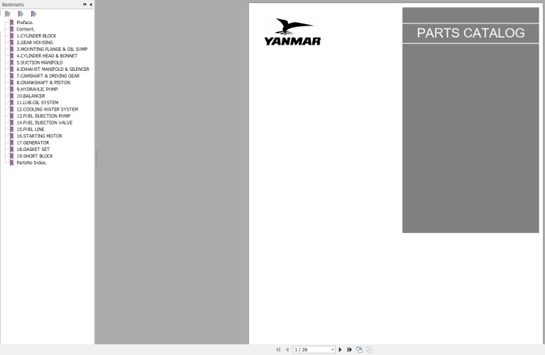 Yanmar Diesel Engine Parts Catalog Manual 318 MB Complete Set - PDF ...