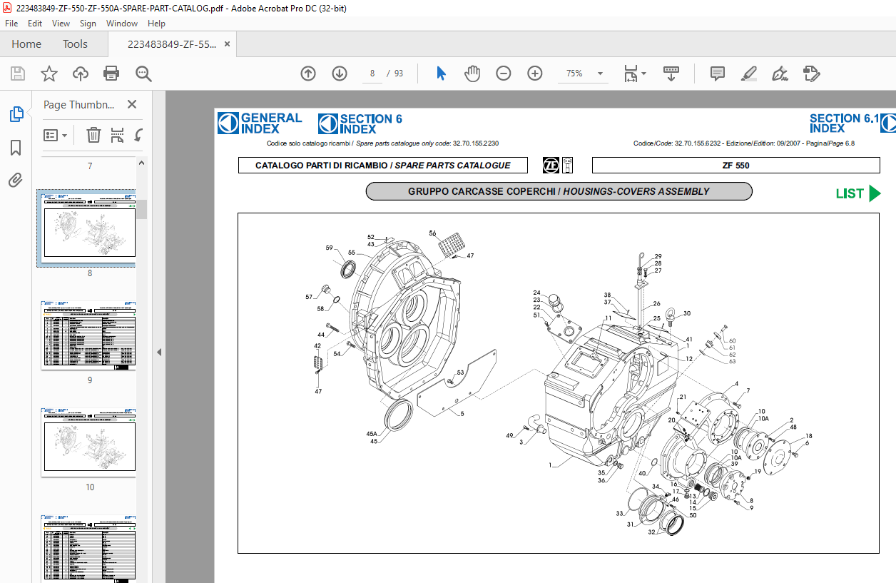 ZF Transmission ZF 550 ZF 550 A Spare Parts Catalogue Manual – PDF ...