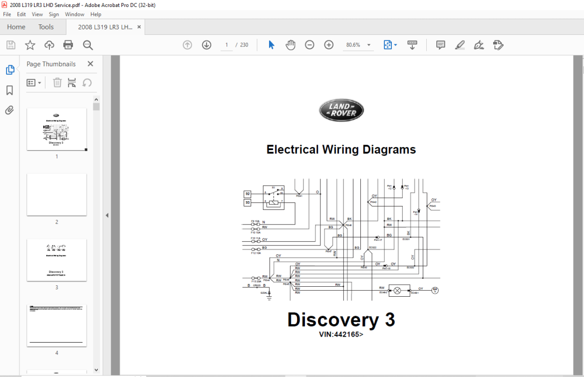 2007 Land Rover Discovery 3 LHD L319 Electrical Circuit Diagrams Manual ...