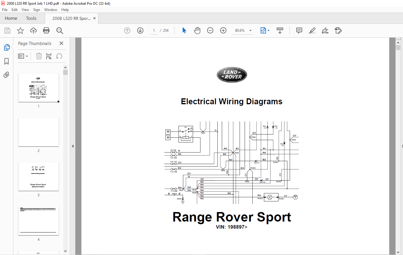2007 Land Rover L320 Range Rover Sport Electrical Wiring Diagrams ...