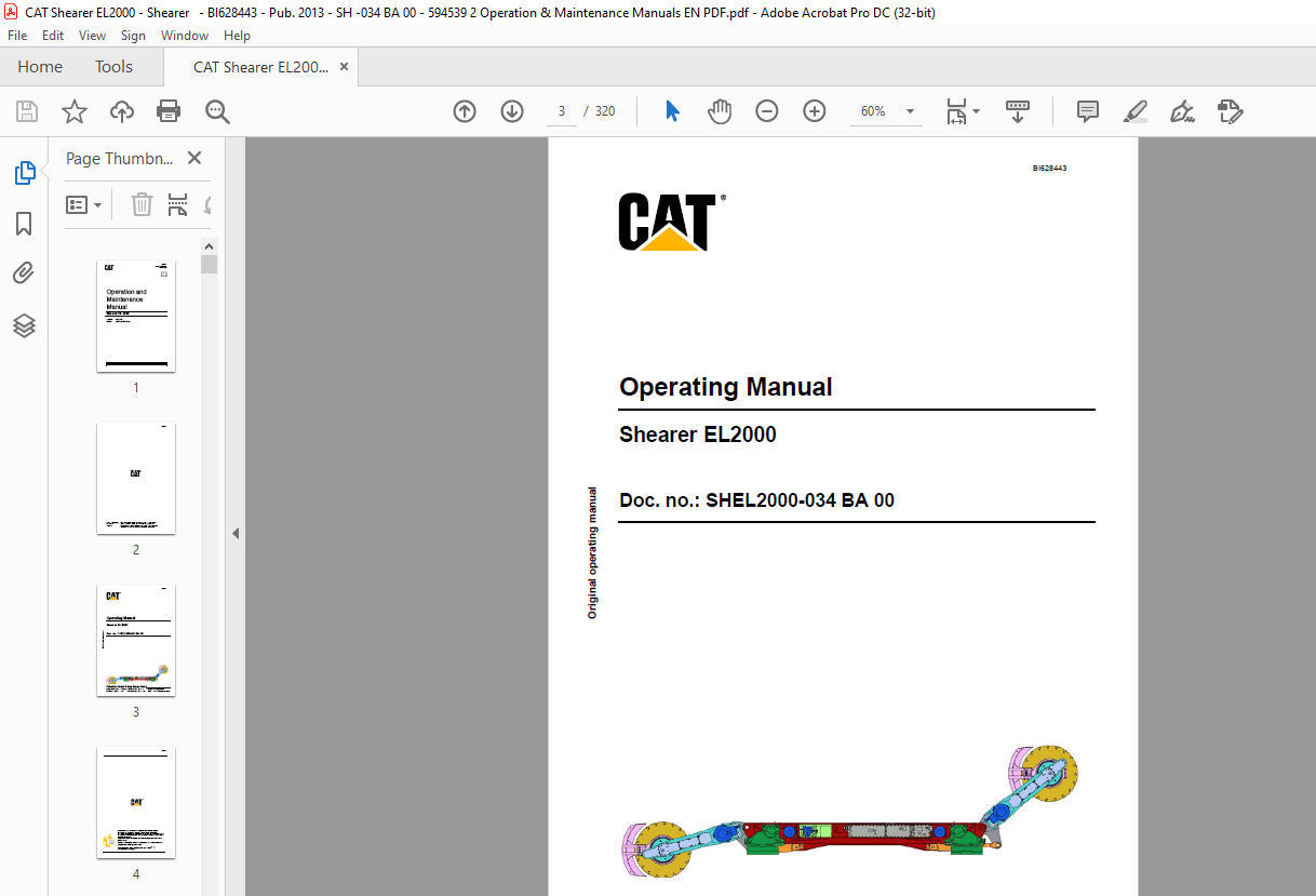 CAT Shearer EL2000 Operation & Maintenance Manual BI628443 - PDF ...