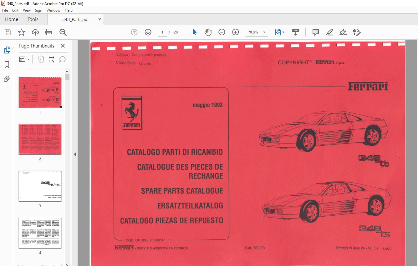 Ferrari 348 TB 348 TS Spare parts Catalogue Manual – PDF DOWNLOAD ...