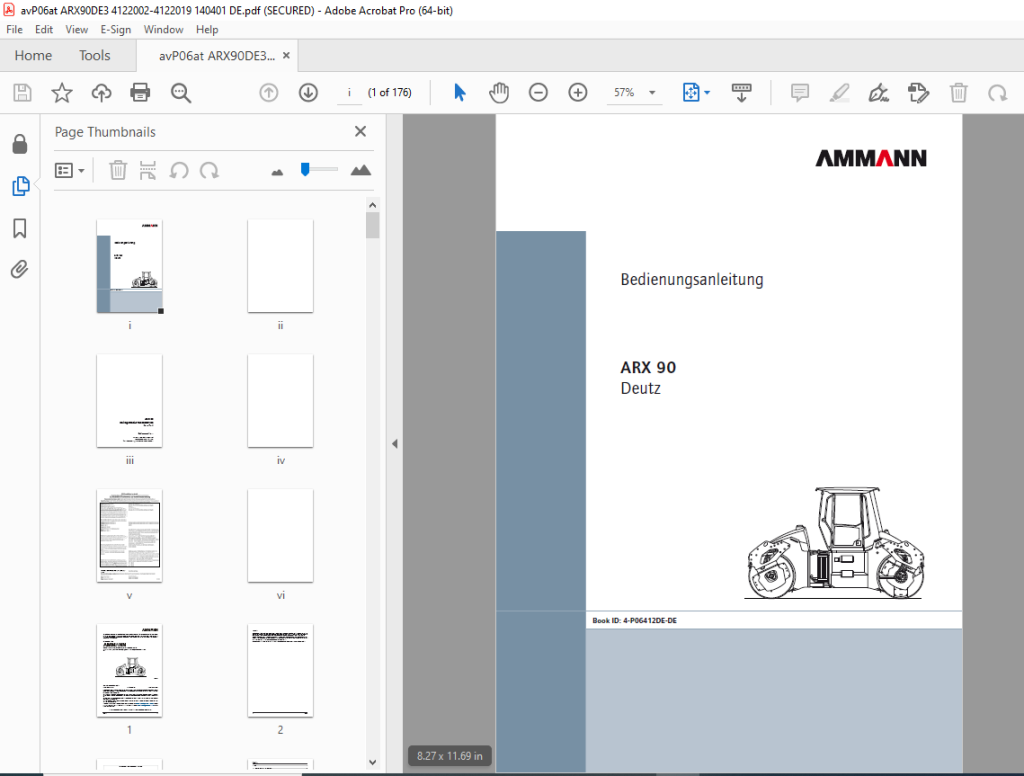Ammann ARX 90 Deutz Bedienungsanleitung (P06412DE) PDF DOWNLOAD