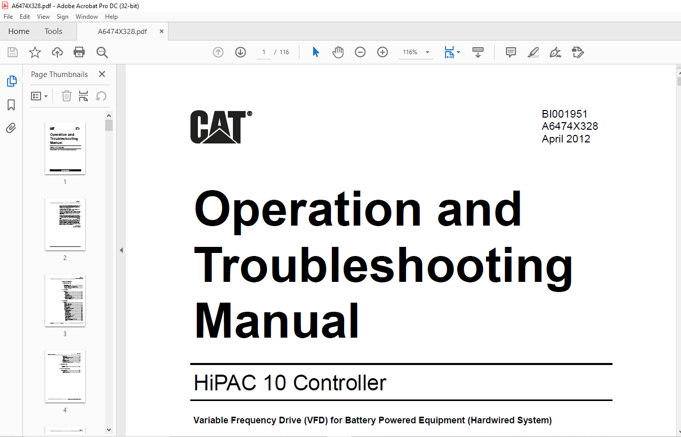 CAT HiPAC 10 Controller Operation & Troubleshooting Manual BI001951 ...