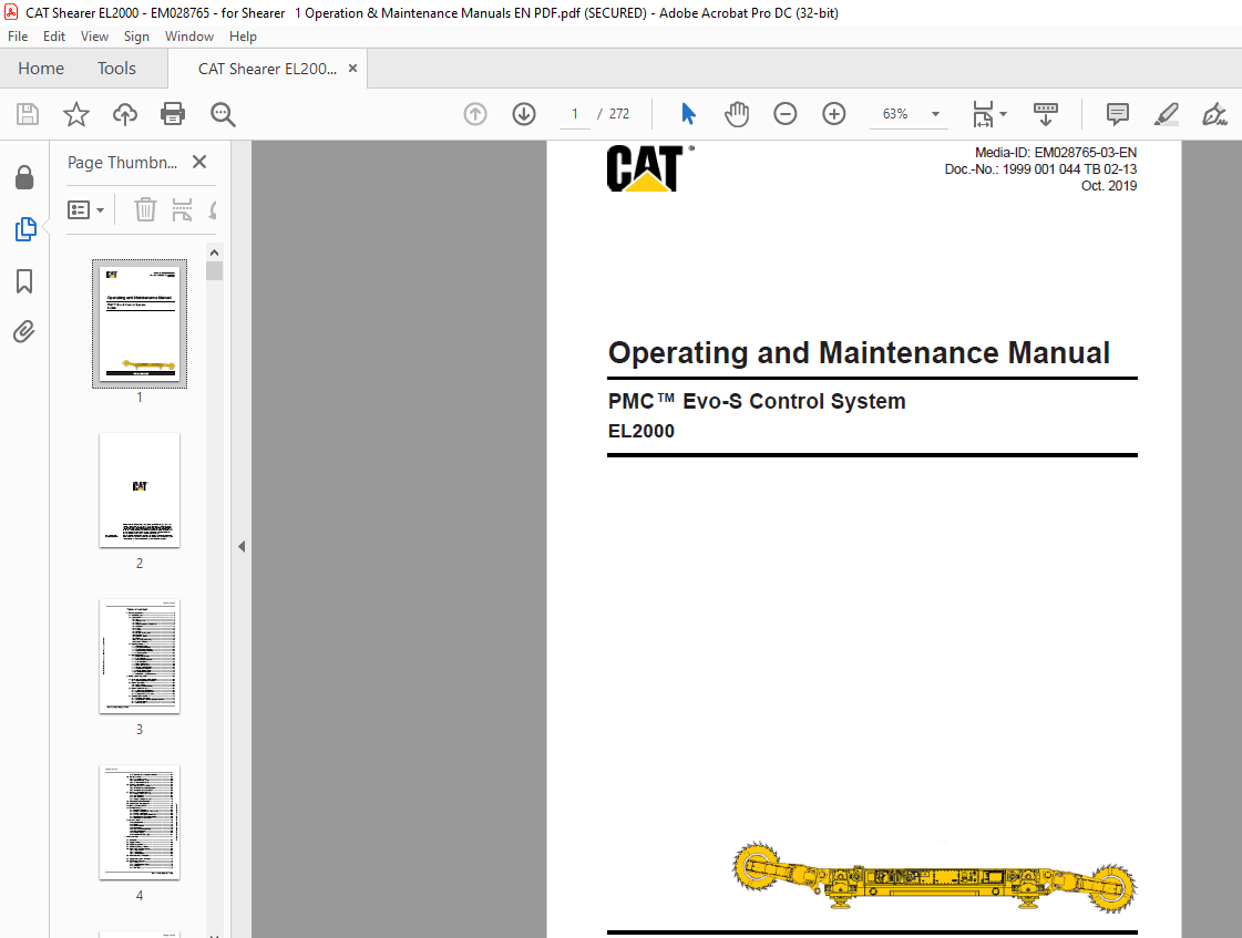 CAT Shearer EL2000 PMC™ Evo-S Control System Operating and Maintenance ...