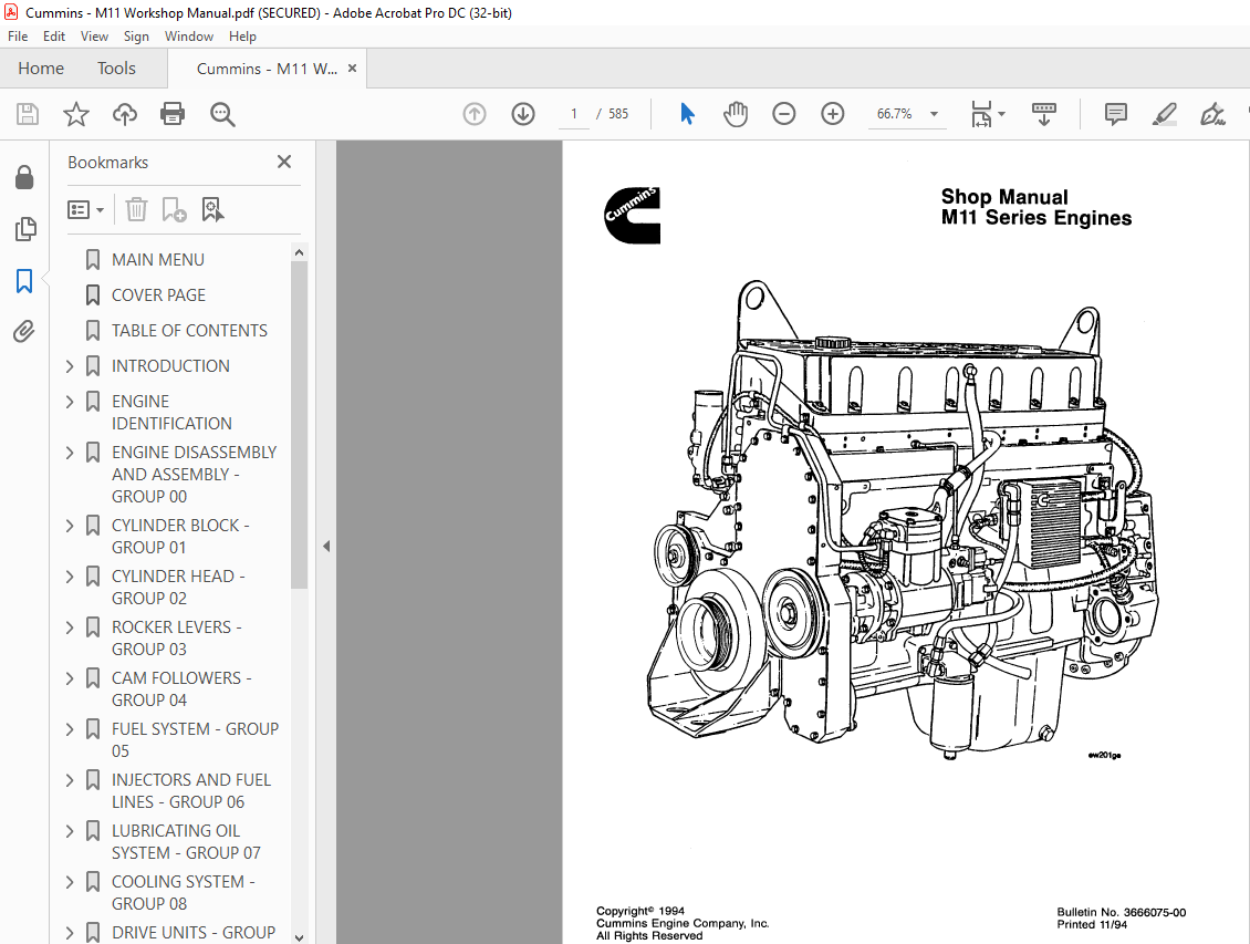 Cummins N14 Series Engines Service Shop Manual PDF Download ...