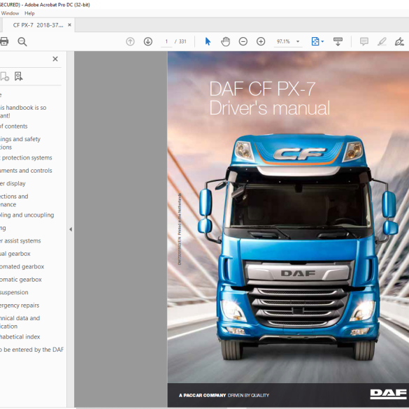 DAF Truck CF PX-7 Driver Manual DW73201903 - HeyDownloads - Manual ...