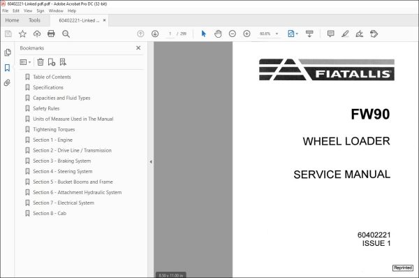 Fiatallis FW90 Wheel Loader Service Manual (60402221) - PDF DOWNLOAD ...