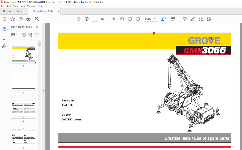 Grove Crane GMK 3055 Spare Parts List Manual 3067950 - PDF DOWNLOAD ...