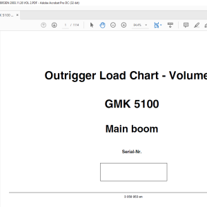 Grove Crane GMK 5100 Outrigger Load Chart Manual 3058953 Vol 2 ...