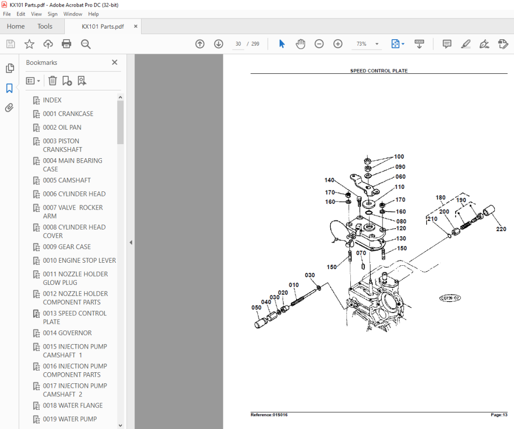 Kubota KX101 Mini Excavator Spare Parts Catalog Manual SN 55001-Up ...