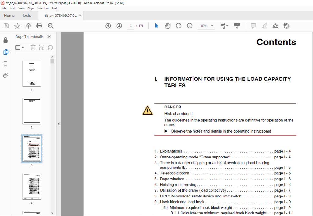 LIEBHERR LTM 11200-9.1 Load chart Manual 073409 T3YV2VEN - PDF DOWNLOAD ...