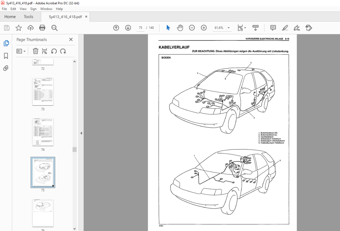 SUZUKI SY416 SY418 ANHANG ZUM WERKSTATT HANDBUCH FUR TYP WAGON - PDF ...