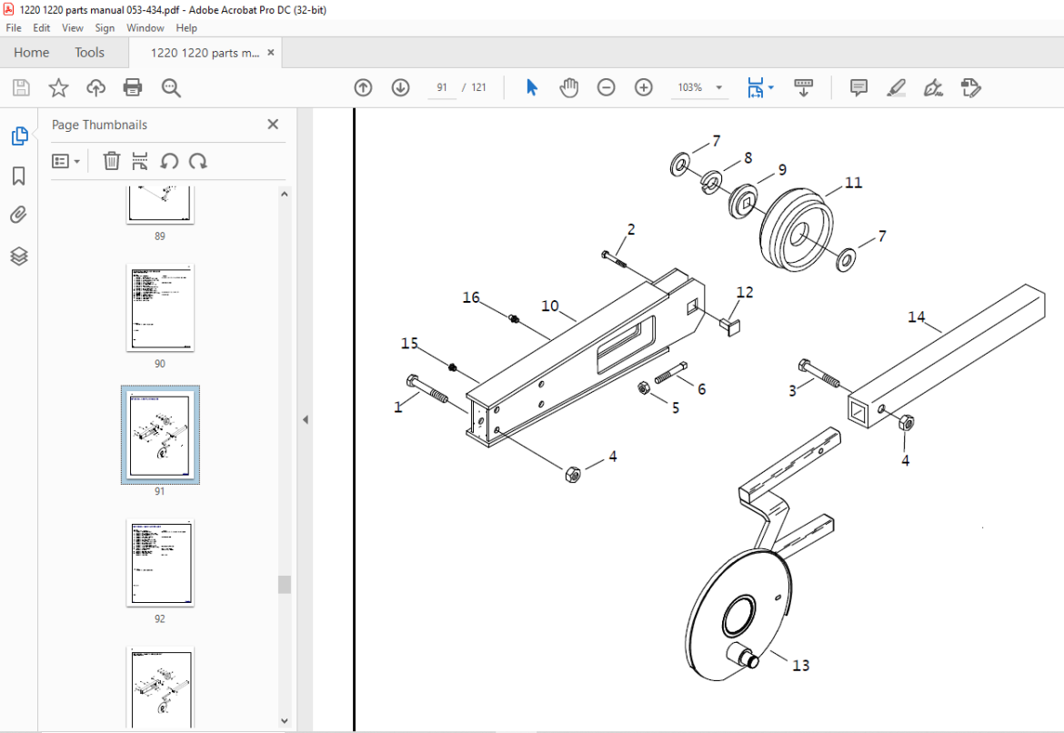Ditch Witch 1220 Parts Manual 053-434 PDF