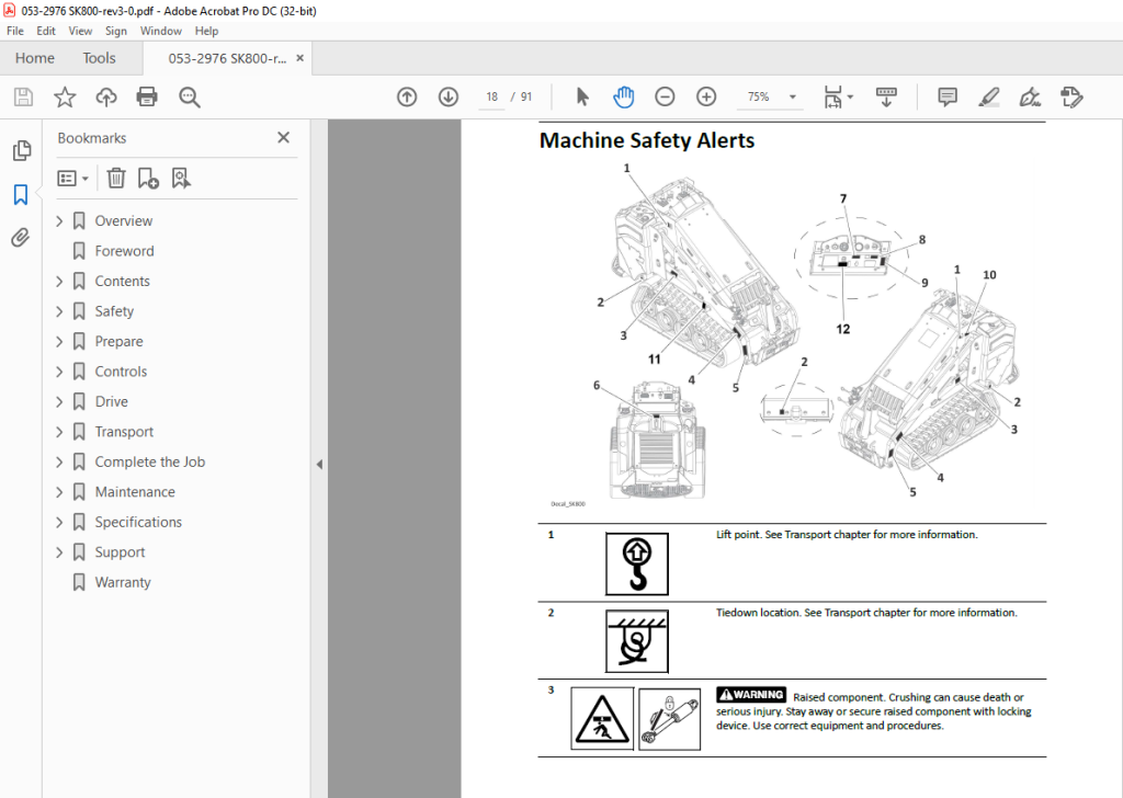 Ditch Witch SK800 Kubota® D1105 Operator's Manual 053-2976 - PDF