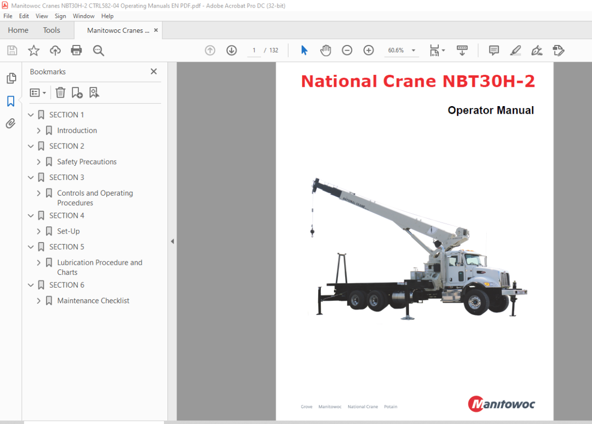 Manitowoc National Crane NBT30H-2 Operator Manual CTRL 582-04 PDF ...