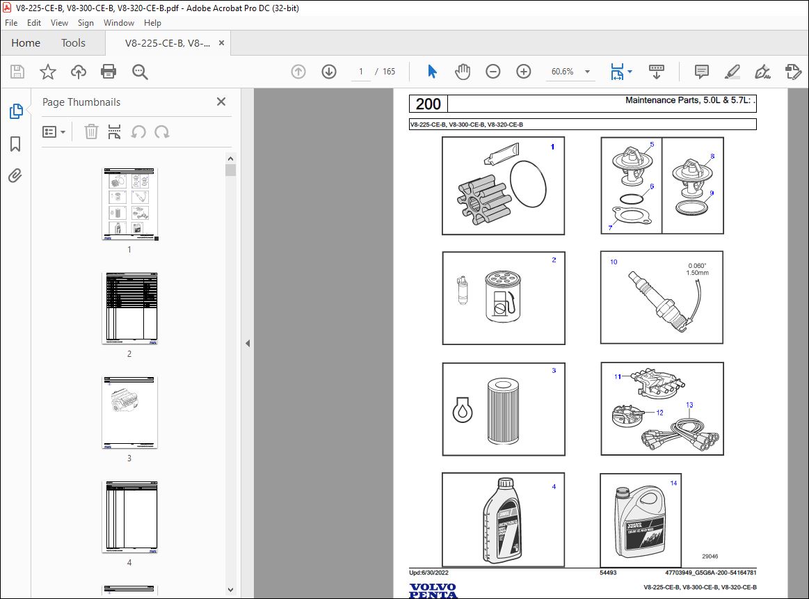 Volvo Penta V8-225-CE-B, V8-300-CE-B, V8-320-CE-B Parts Manual PDF ...