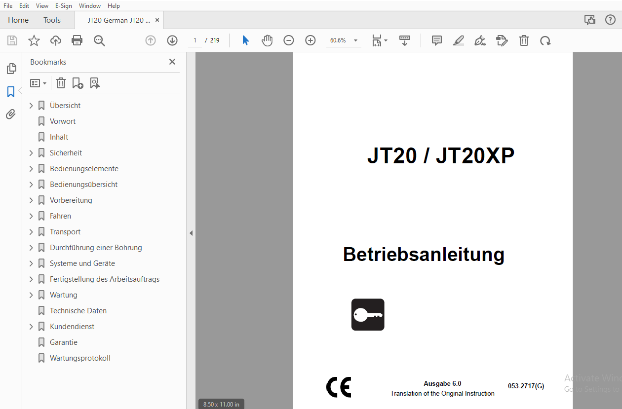 Ditch Witch JT20 JT20XP Betriebsanleitung 053-2717(G) PDF