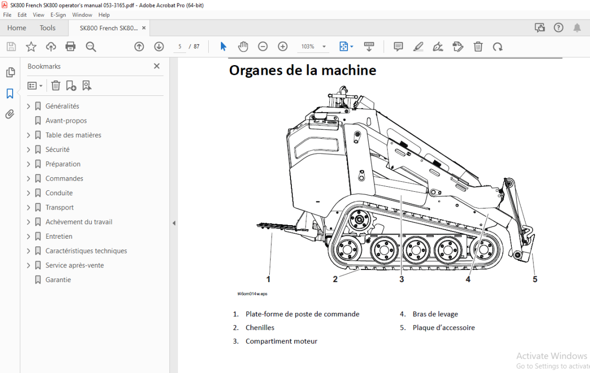 Ditch Witch SK800 Kubota D1105 Manuel d’utilisation 053-3165 PDF