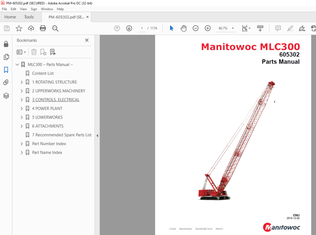 Manitowoc Crane MLC300 Parts Manual 605302 - PDF DOWNLOAD